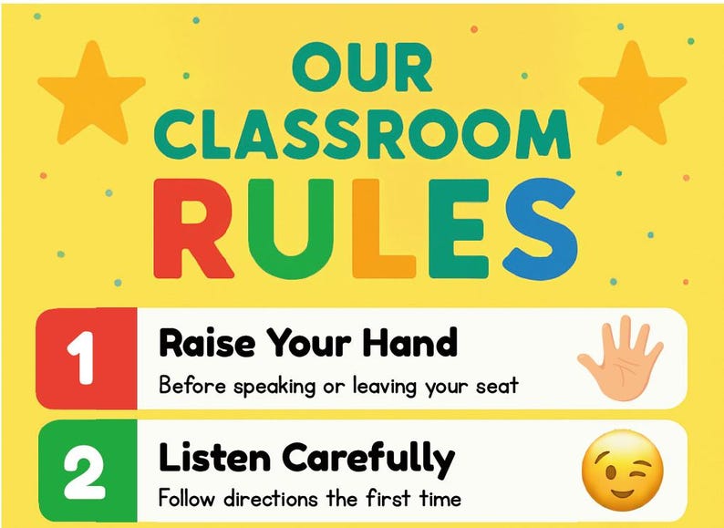 Classroom Rules Poster: Vibrant, Colorful Designs (printable PDF) - Etsy
