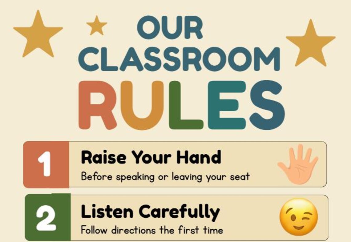 Classroom Rules Poster: Vibrant, Colorful Designs (printable PDF) - Etsy