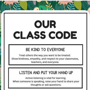 Tropical Class Rules Poster: Vibrant Classroom Decor (instant Download ...