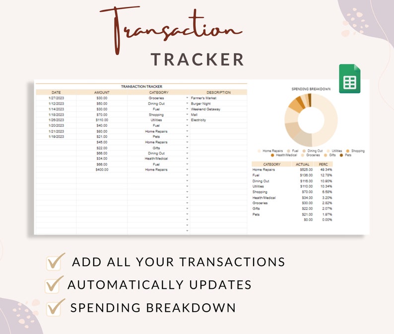 Simple Monthly Budget Spreadsheet: Google Sheets Budget Planner ...