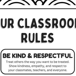 Black and White Classroom Rules Poster | B & W | PRINTABLE - Etsy