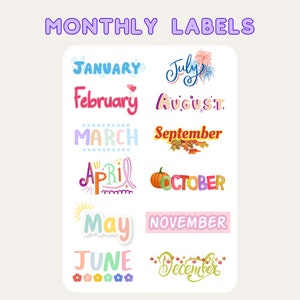 Monthly Labels | Goodnotes Stickers | PNG | Digital Planning | iPad ...