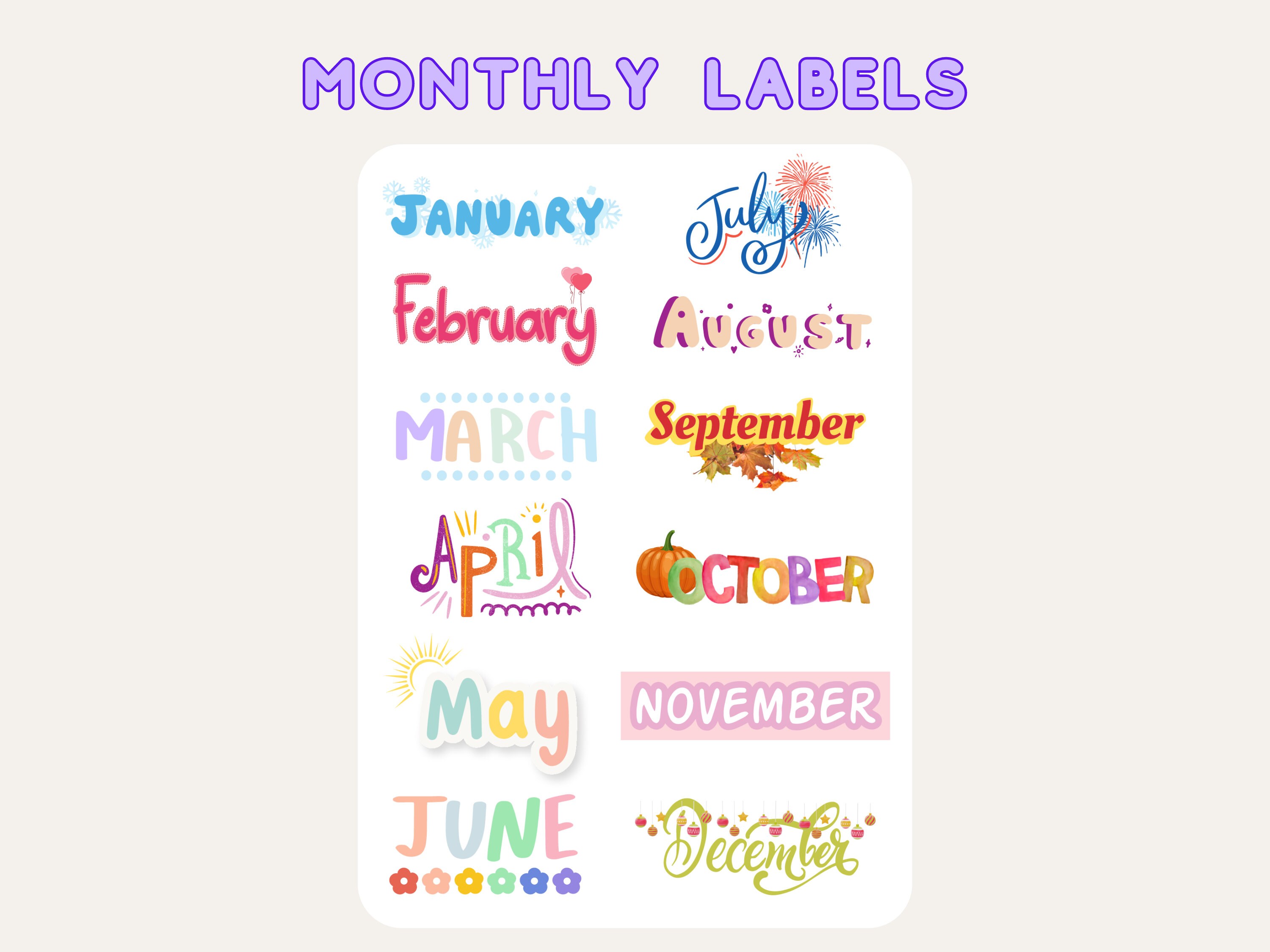 Monthly Labels | Goodnotes Stickers | PNG | Digital Planning | iPad ...