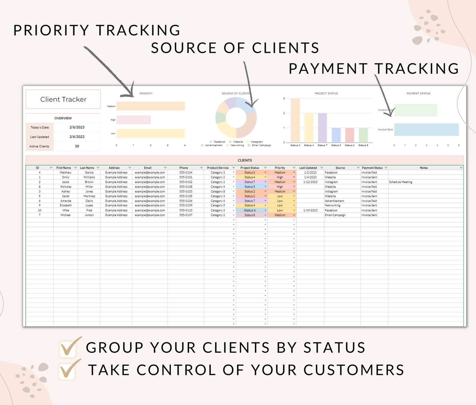 Ultimate Client Tracker Spreadsheet, Client Track Google Sheet, Small ...