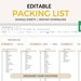 Editable Packing List Template, Printable Planner Spreadsheet, Google ...