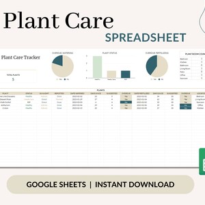 Plant Care Track Spreadsheet | Houseplant Watering | Plant Care | Plant ...
