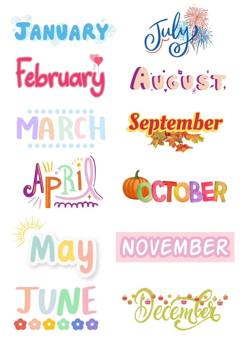 Monthly Labels | Goodnotes Stickers | PNG | Digital Planning | iPad ...