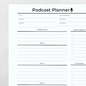Editable Podcast Planner: Episode Planning Worksheet (digital Download ...