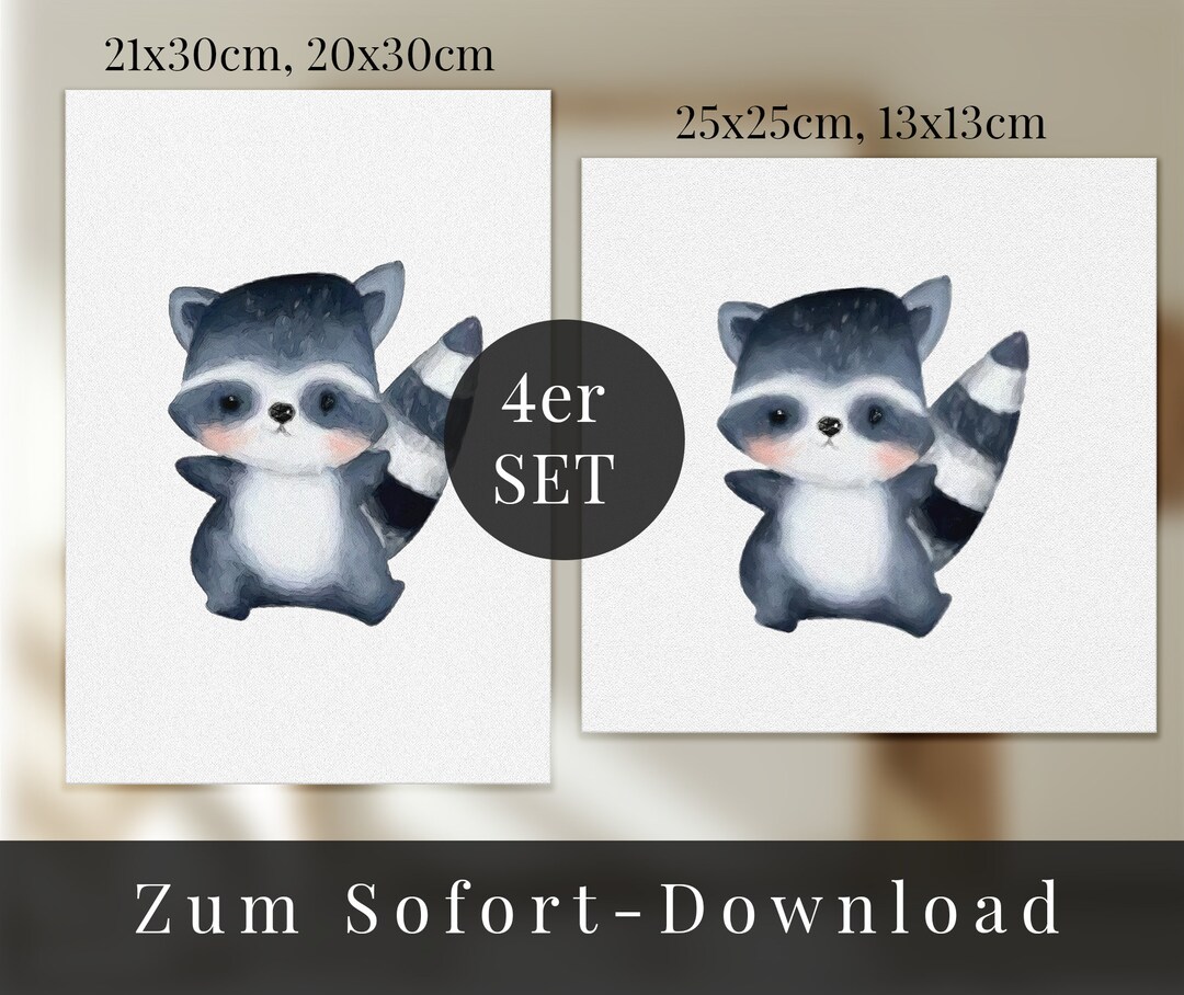 Poster Set to Download and Print Out for the Children's Room • Raccoon ...