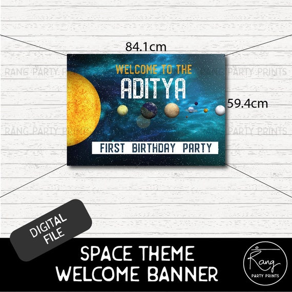 Space Theme Decoration Personalised Birthday Welcome Sign- Digital File ...