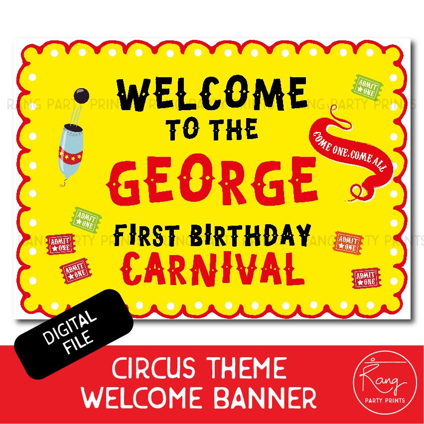 Circus theme Welcome Banner Carnival Birthday Party | Etsy