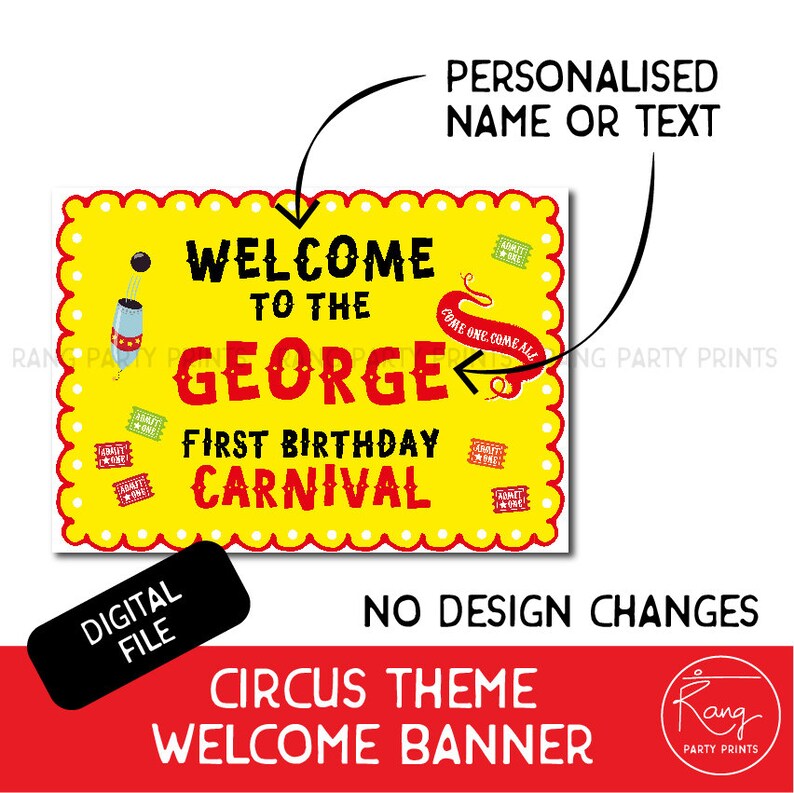 Circus Theme Welcome Banner Carnival Birthday Party | Etsy