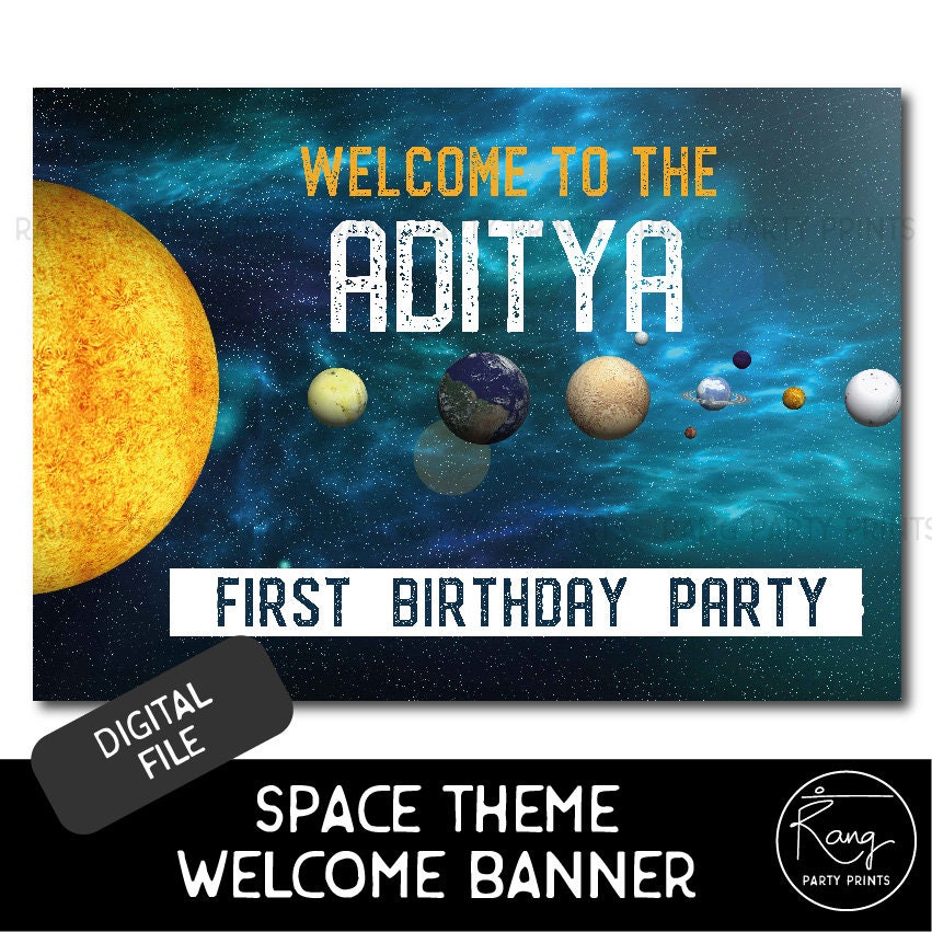 Space Theme Decoration Personalised Birthday Welcome Sign- Digital File ...