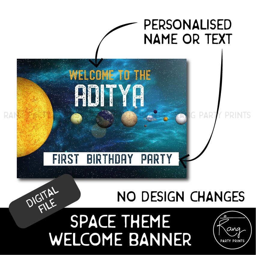 Space Theme Decoration Personalised Birthday Welcome Sign- Digital File ...