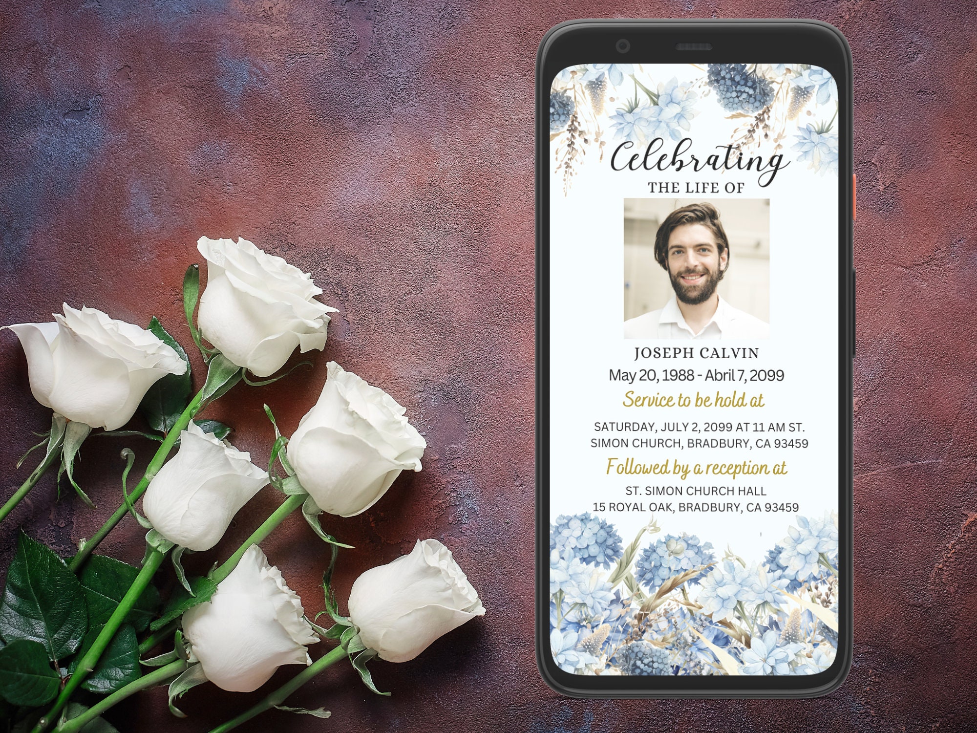 Digital Funeral Invitation Funeral Announcement Digital Invites ...