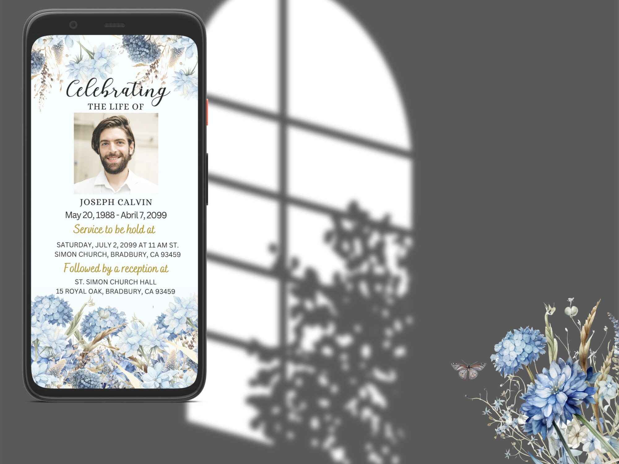 Digital Funeral Invitation Funeral Announcement Digital Invites ...