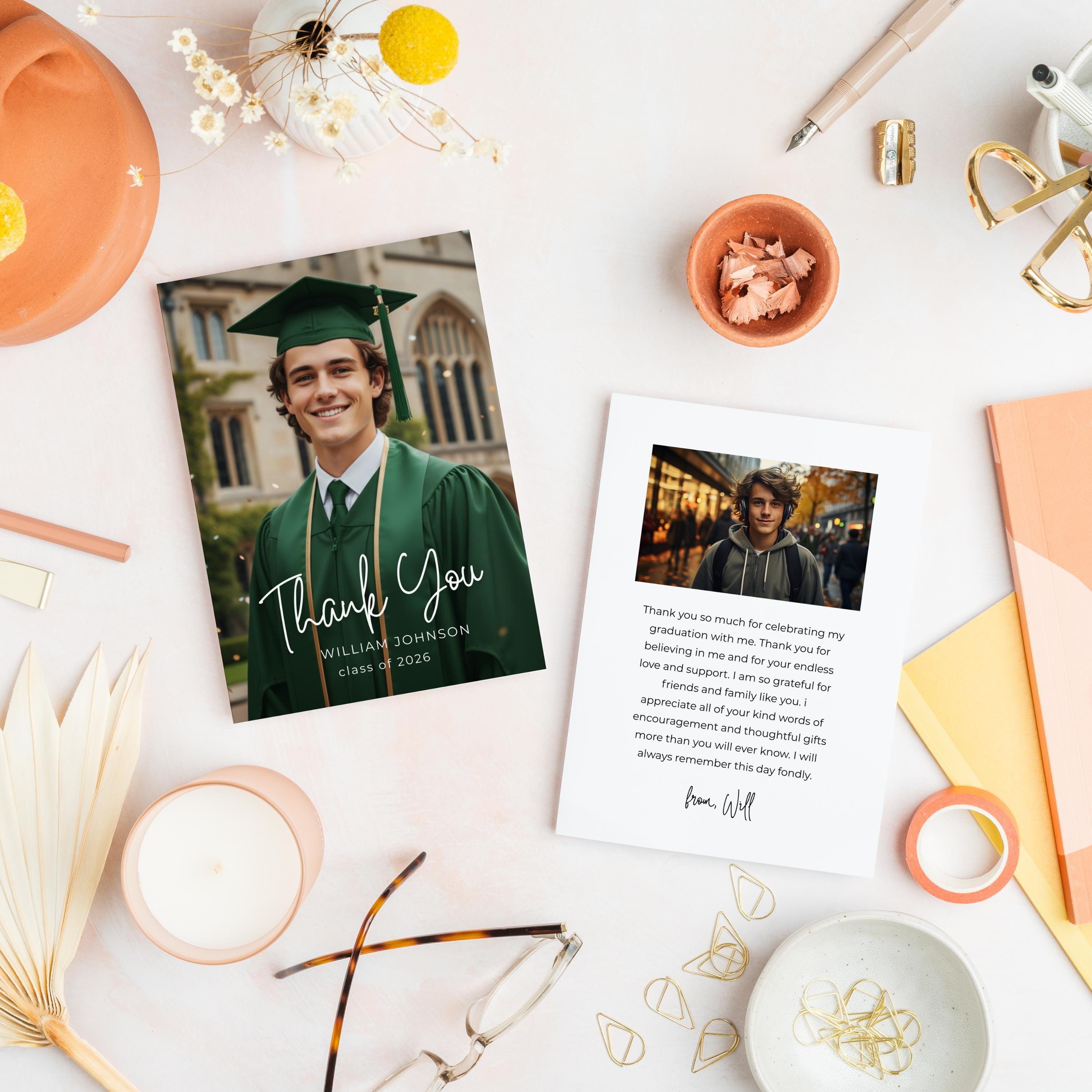 Graduation Thank Card Design Template Photo Ceremony Acknowledgment ...
