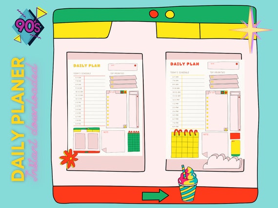 90s Dailyplanner Printable Retro Throwback Design / Daily | Etsy