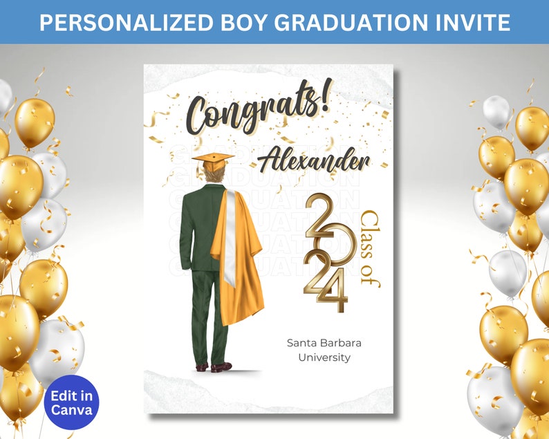 Personalized Graduation Card 2024 Customizable Congrats Card Custom Boy ...