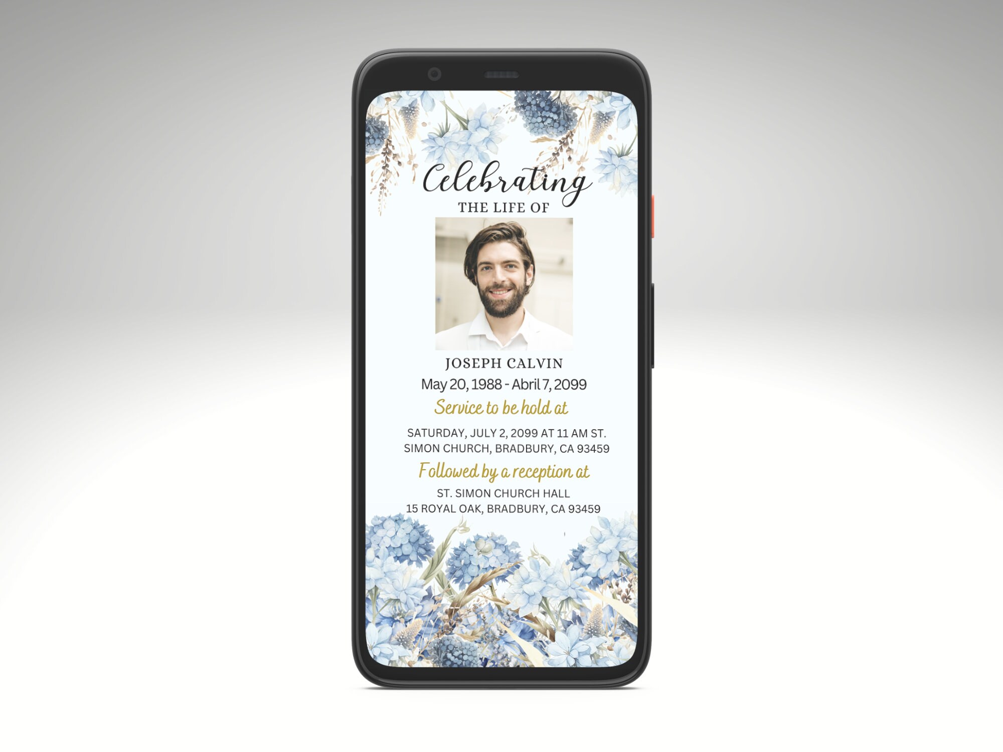 Digital Funeral Invitation Funeral Announcement Digital Invites ...