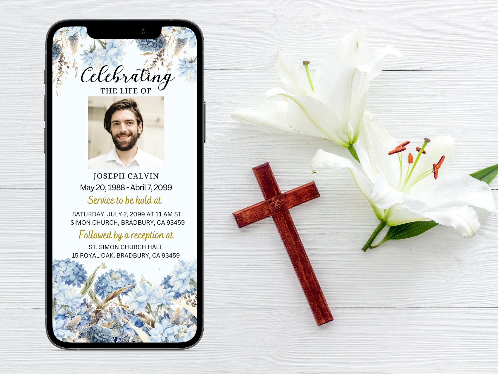 Digital Funeral Invitation Funeral Announcement Digital Invites ...