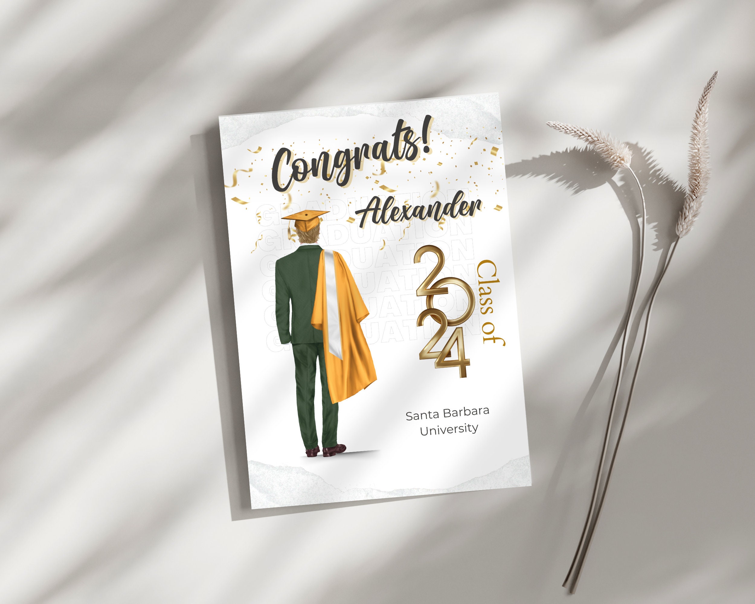 Personalized Graduation Card 2024 Customizable Congrats Card Custom Boy ...
