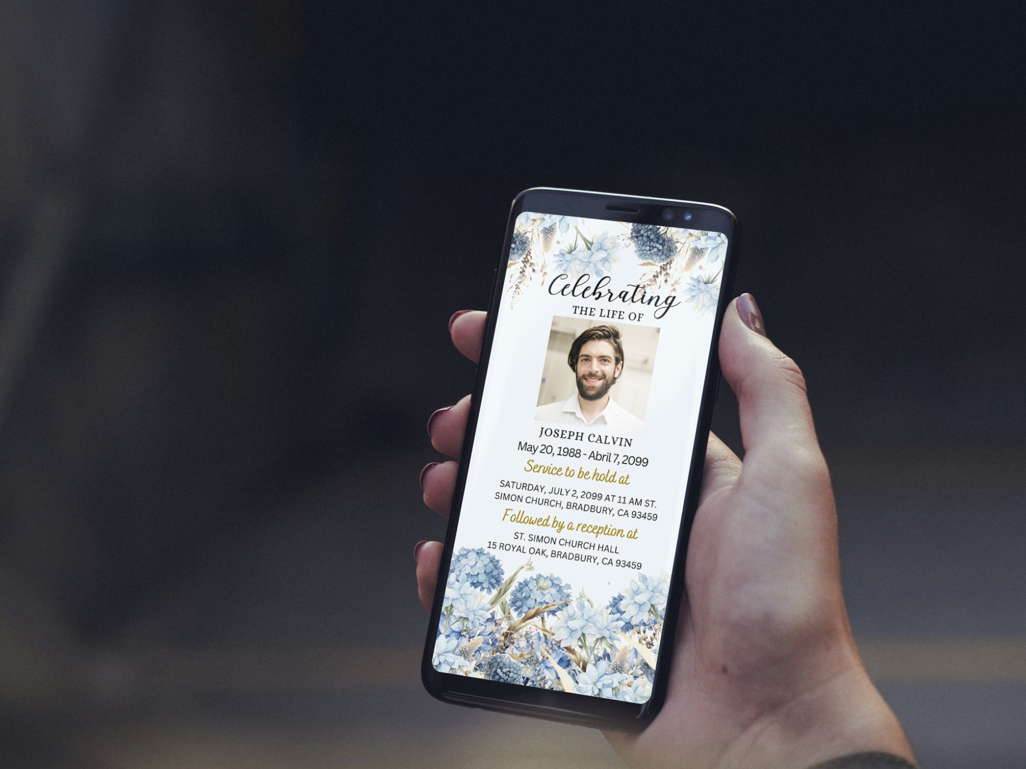 Digital Funeral Invitation Funeral Announcement Digital Invites ...