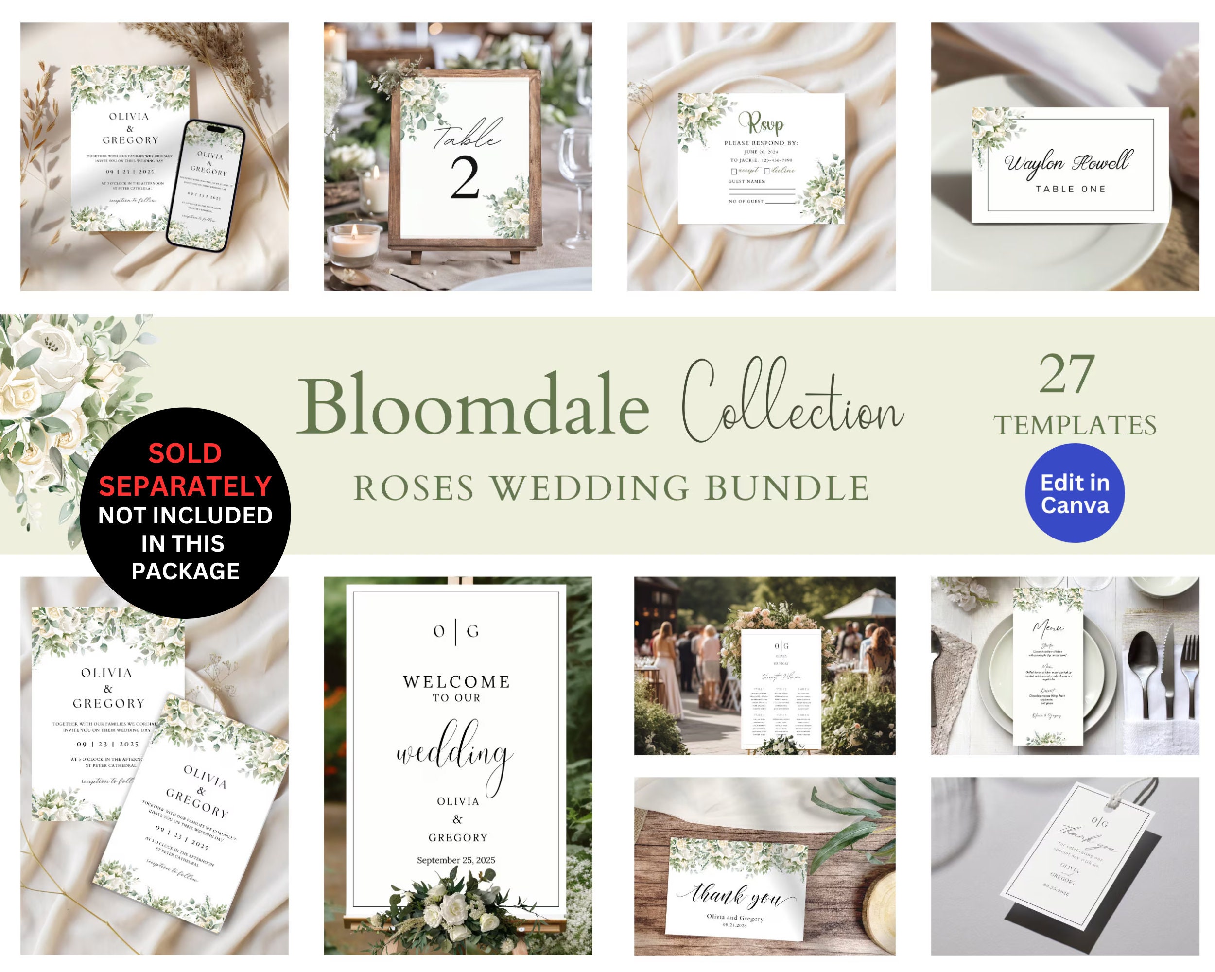 Wedding Invitation Sign Template Bundle Boho Style Instant Invite ...