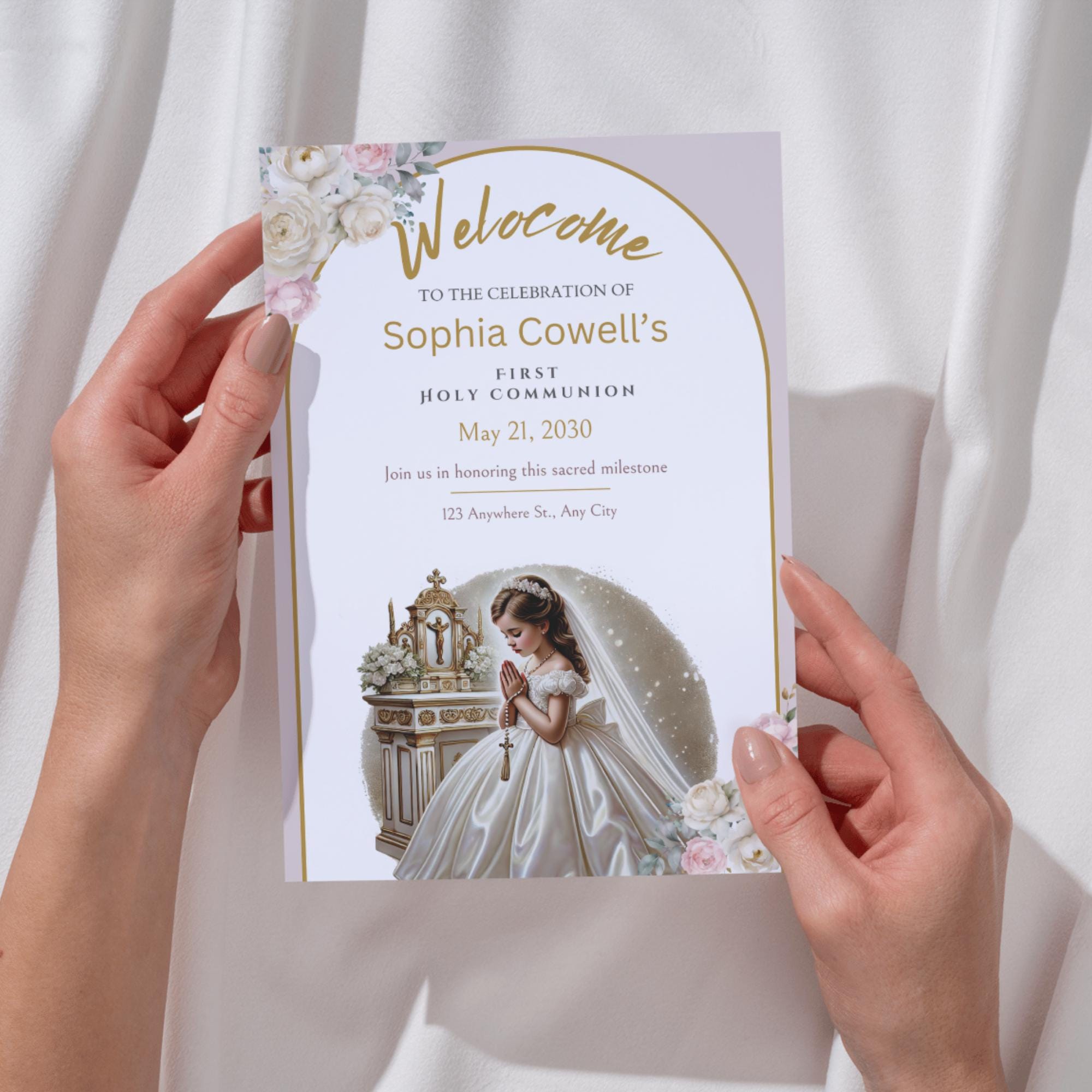 First Communion Invitation Printable Template Girl Communion Party ...