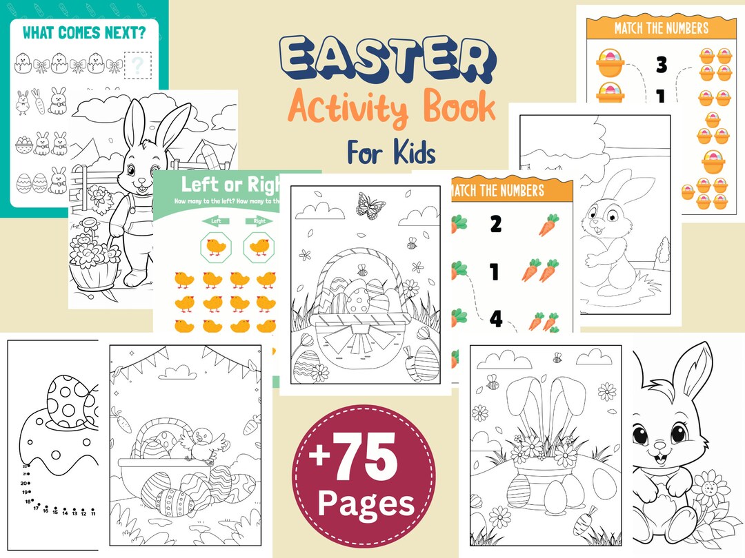 Easter Coloring Book for Kids: 75 Printable Pages (digital Download) - Etsy