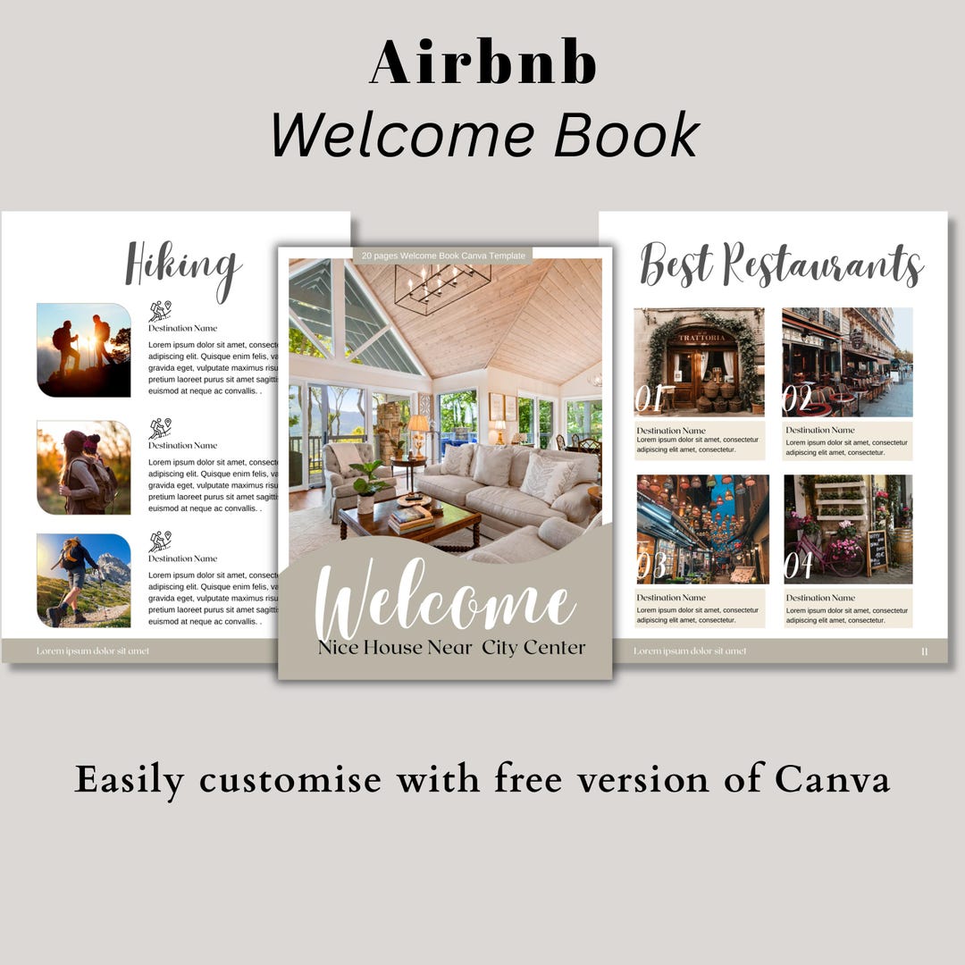 Airbnb Welcome Book Template Welcome Cabin Digital Sign Vacation ...