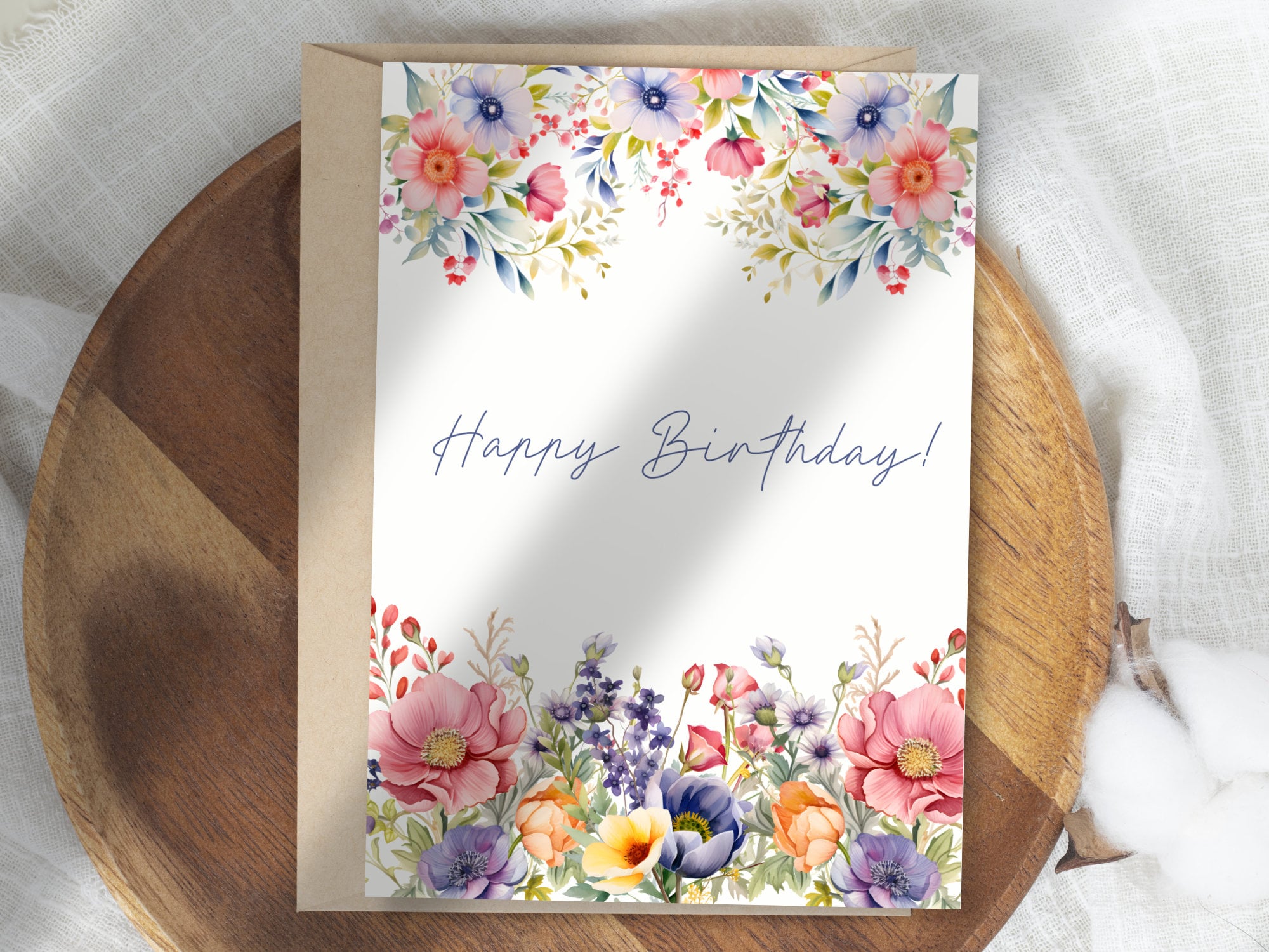 Happy Birthday Card Printable Flower Card Birthday Gift for Her Wild ...