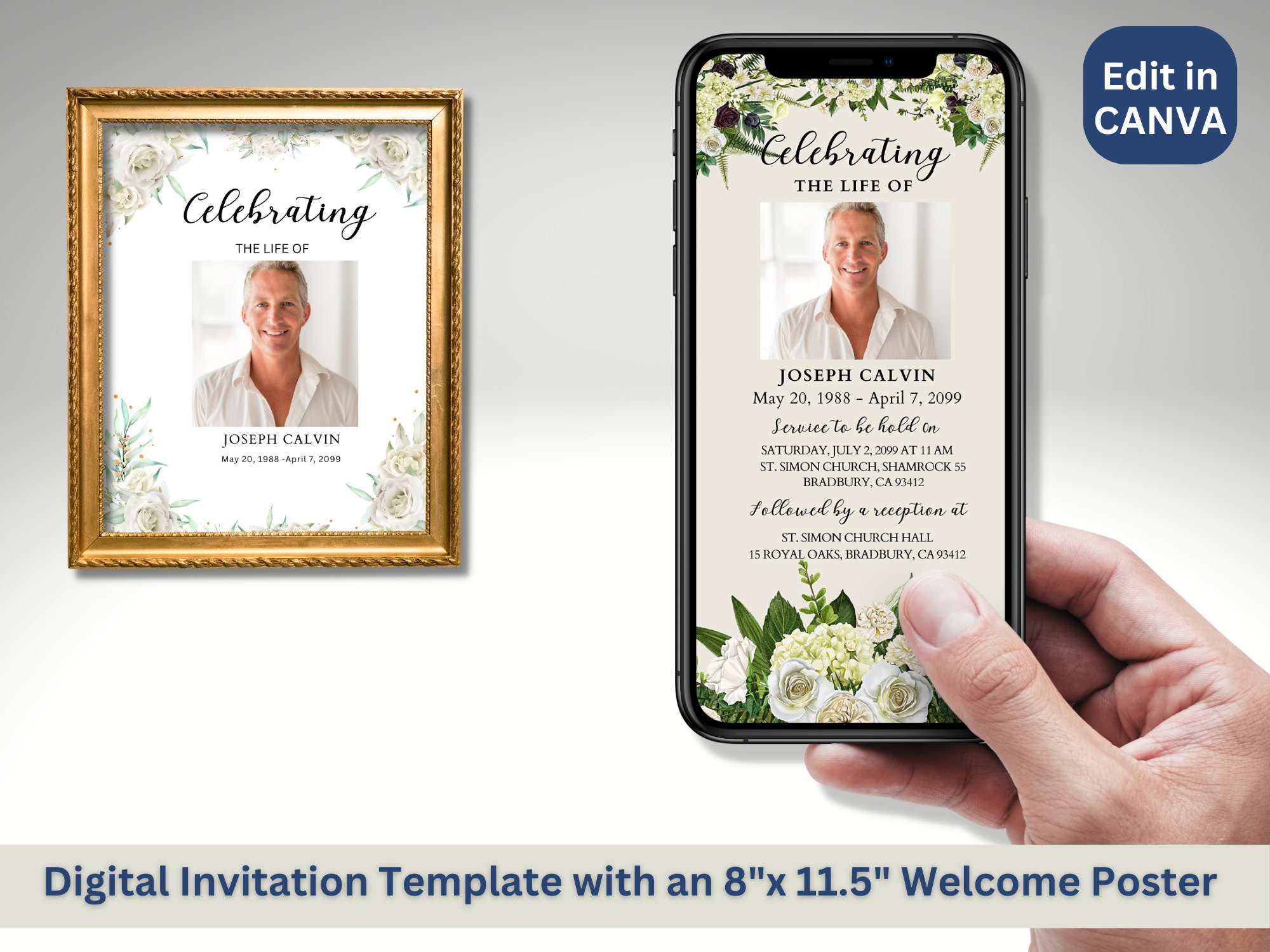 Digital Funeral Invitation Electronic Funeral Invitation Editable ...