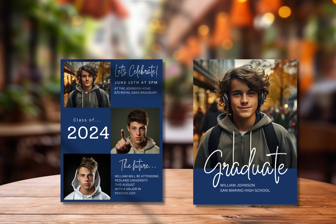 Navy Graduation Invitation and Announcement 2024 Template Graduation ...