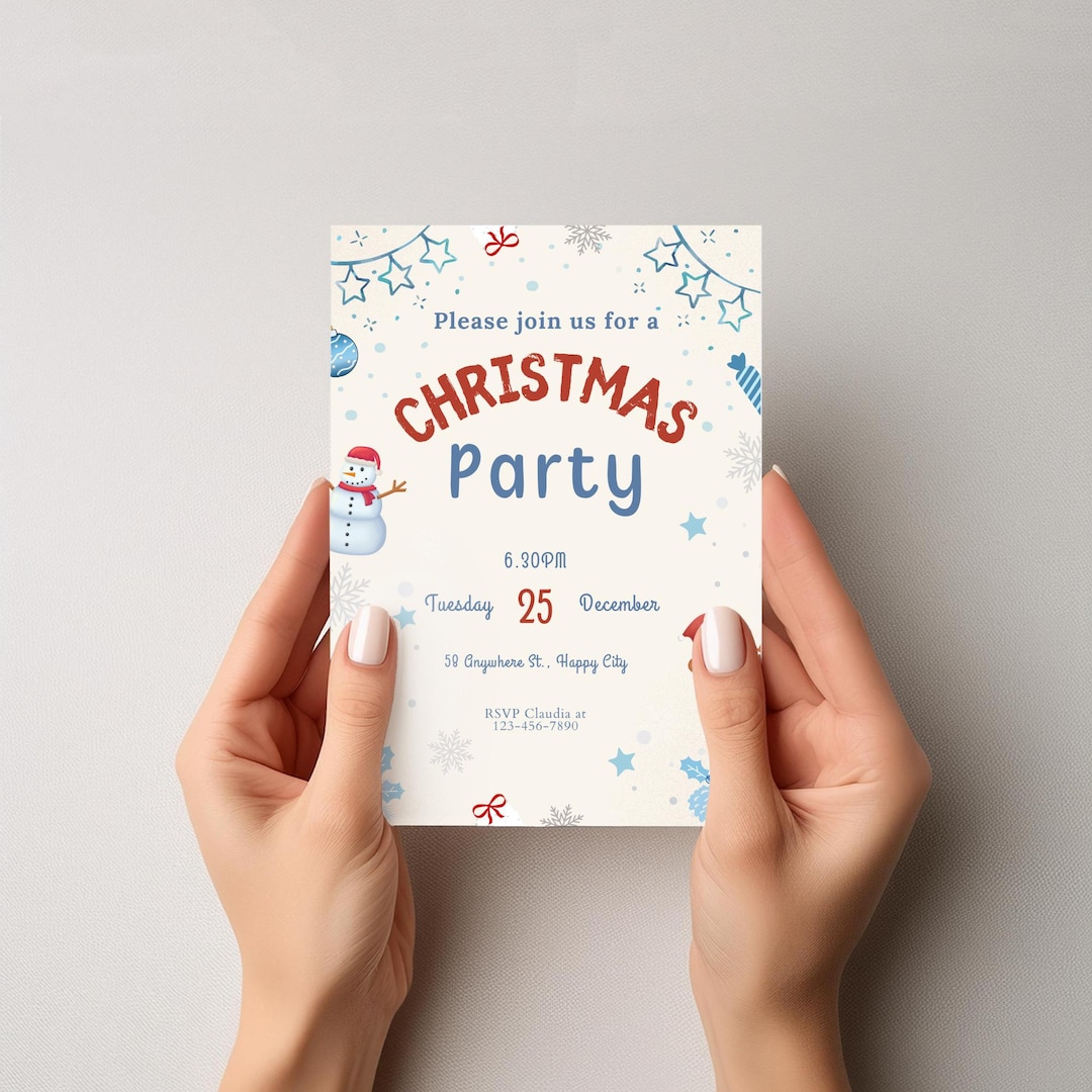 Christmas Party Invitation Template Customizable Invite Printable ...