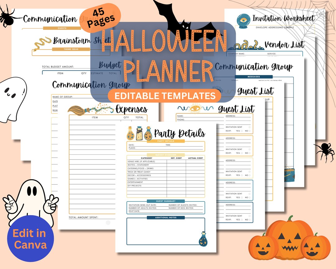 Halloween Planner Templates Instant Editable Organizer Printable ...