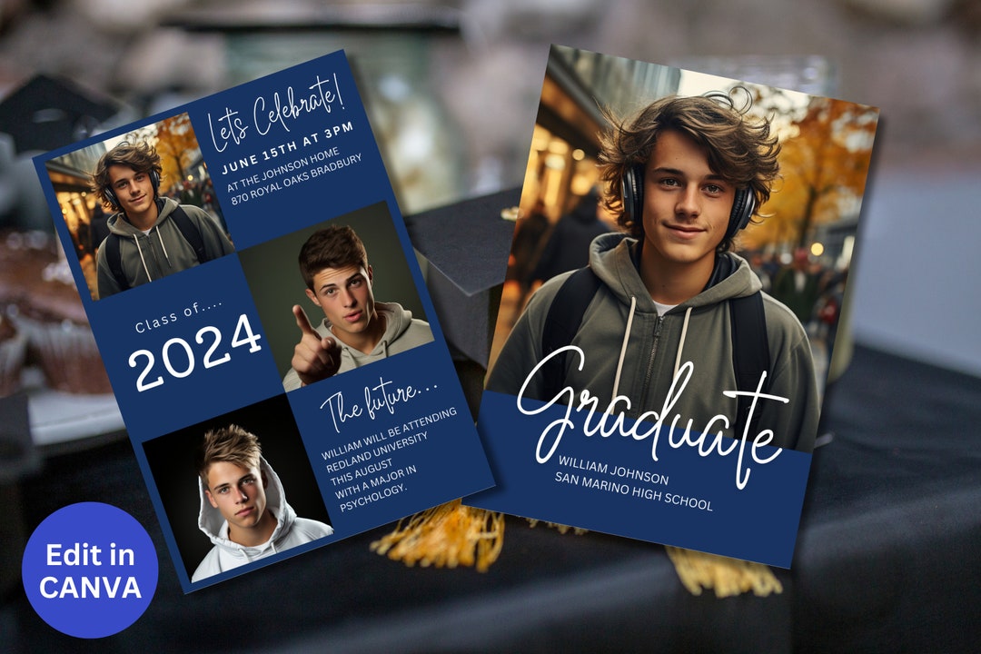 Navy Graduation Invitation and Announcement 2024 Template Graduation ...