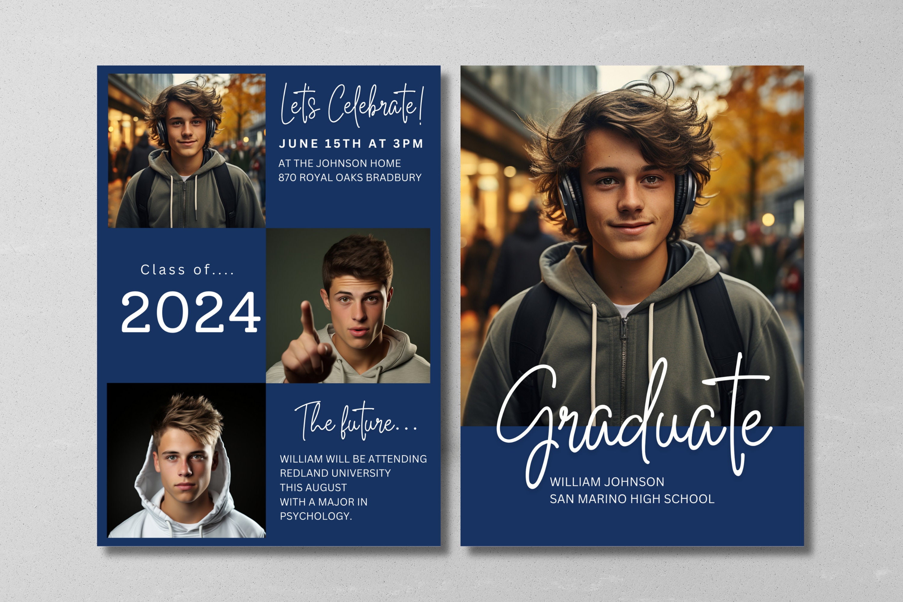 Navy Graduation Invitation and Announcement 2024 Template Graduation ...