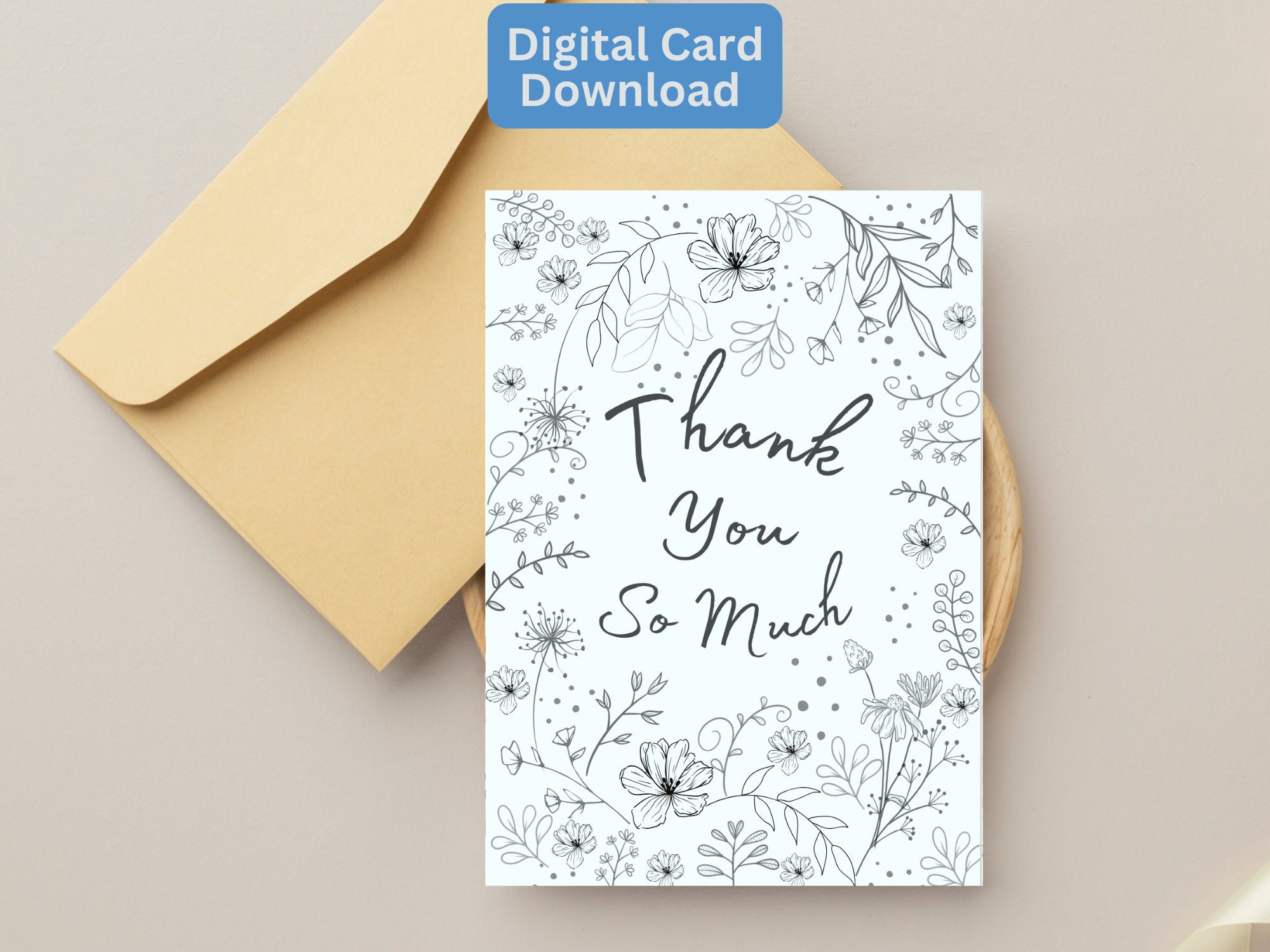 Thank You Card Printable Thank You Foldable Card 5x7 In. - Etsy