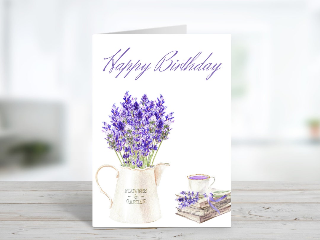 Lavender Happy Birthday Card / Instant Download 5x7 Greeting Card - Etsy