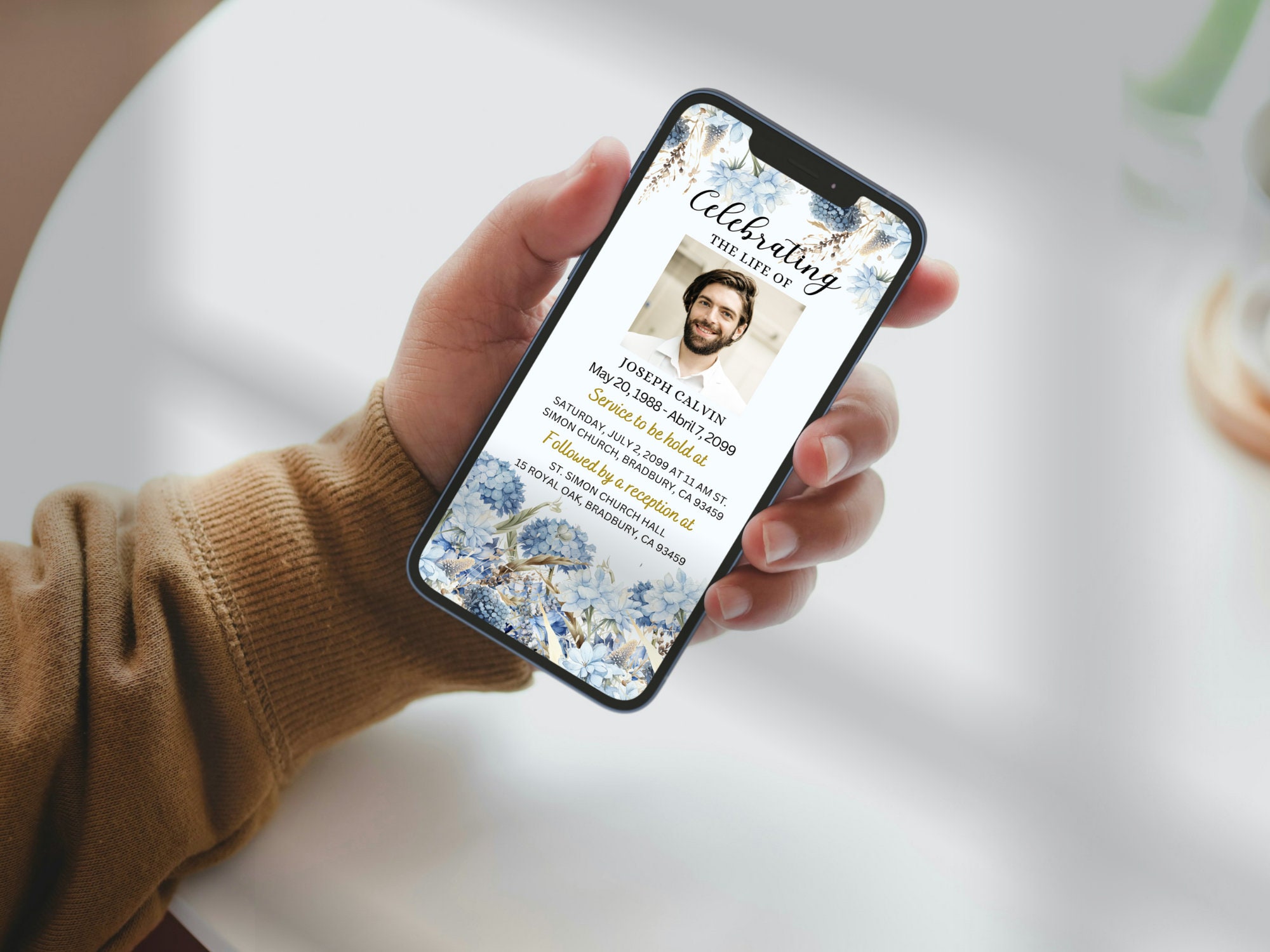 Digital Funeral Invitation Funeral Announcement Digital Invites ...