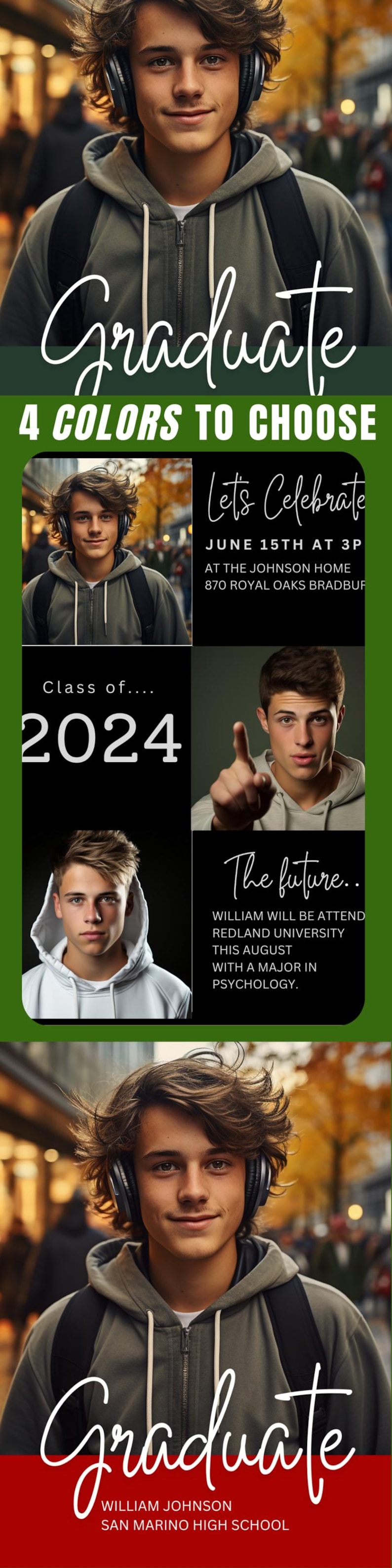 Black Graduation Invitation 2026 Template Invite Card Announcement ...