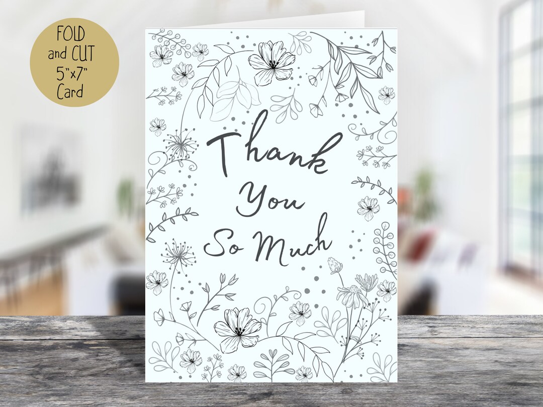 Thank You Card Printable Thank You Foldable Card 5x7 In. - Etsy