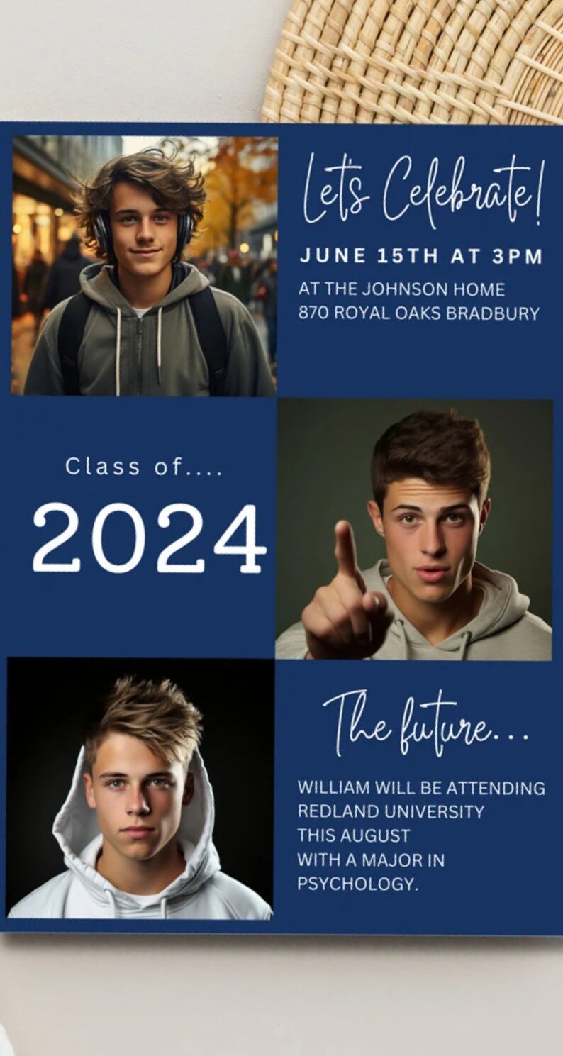 Navy Graduation Invitation and Announcement 2024 Template Graduation ...