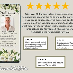 Digital Funeral Invitation Electronic Funeral Invitation Editable ...