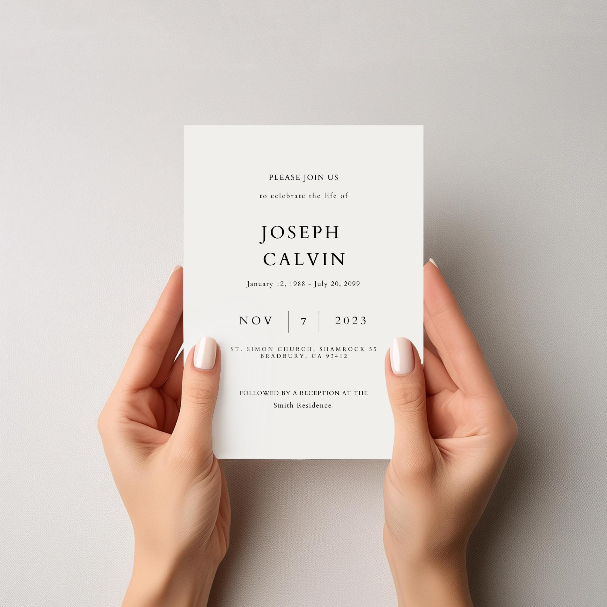 Digital Funeral Invitation Electronic Funeral Template Digital ...