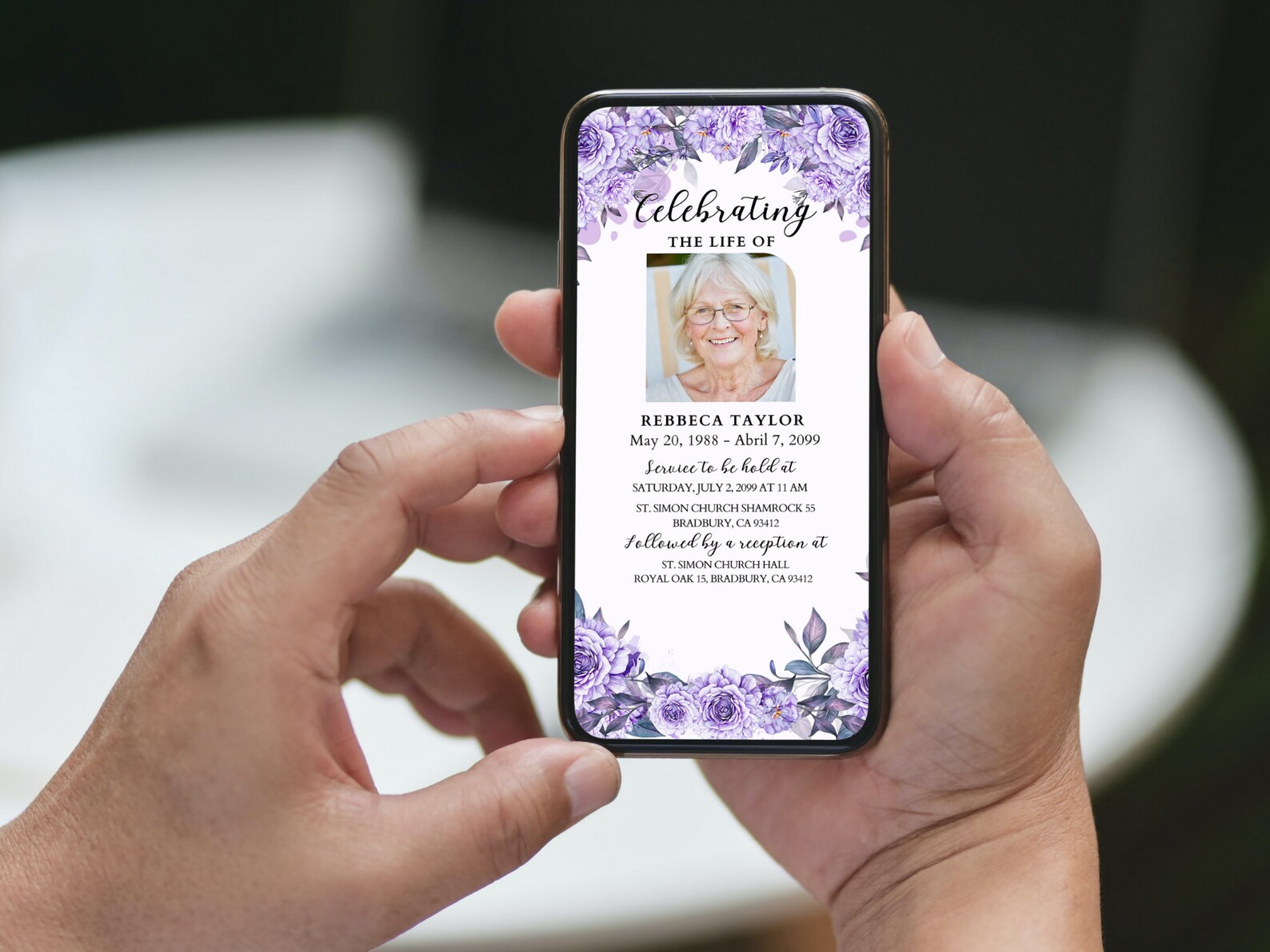 Electronic Funeral Invitation Editable Template Digital Download Evite ...
