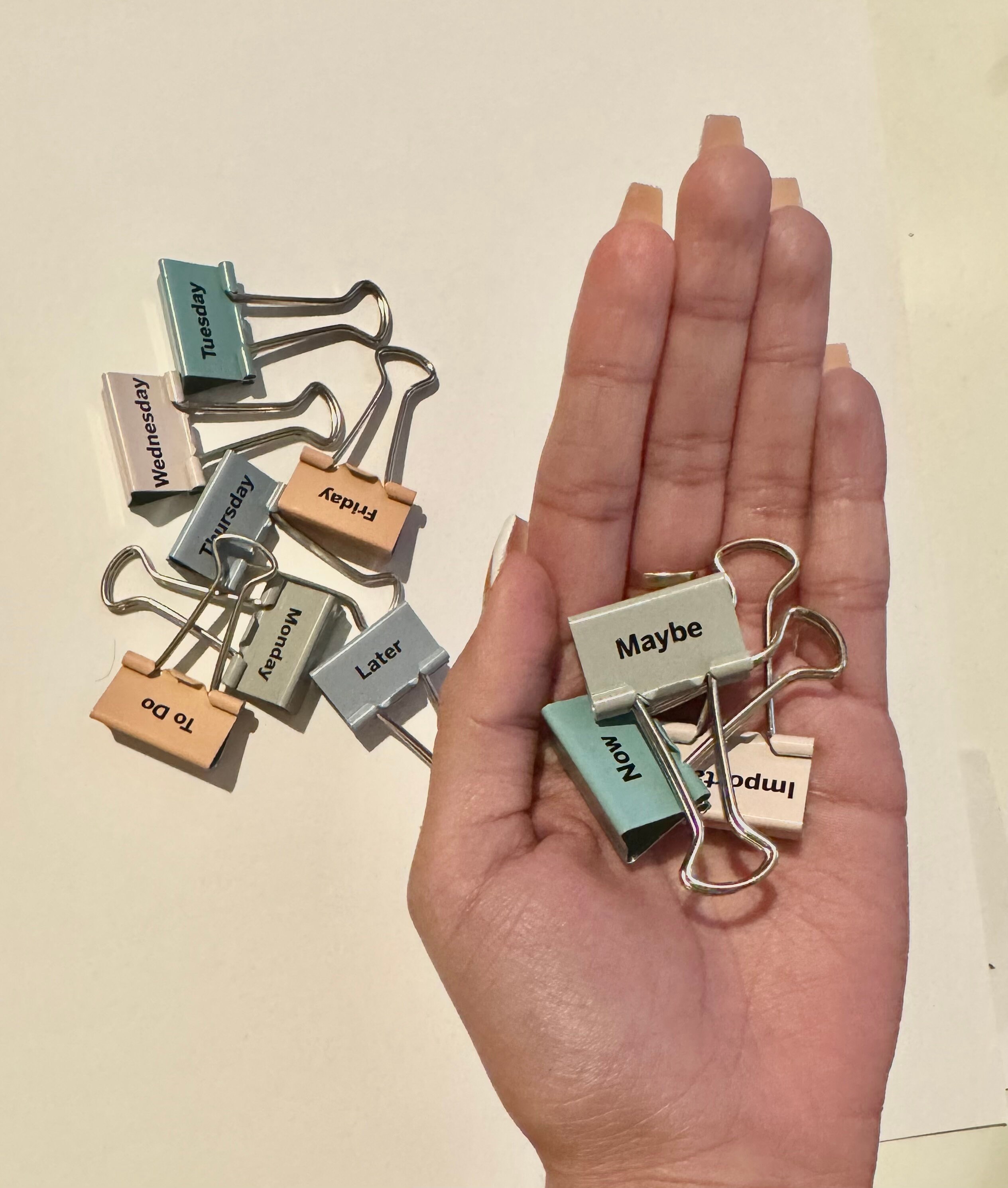 Binder Clips Task on Hand Paper Clips in Moho Colors Clip Dividers ...