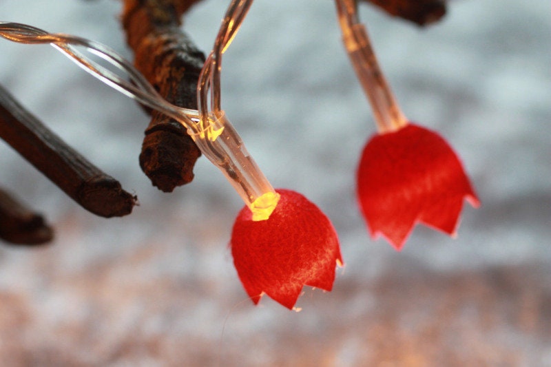 Fairy Lights With Dyed Silk Cocoons red - Etsy