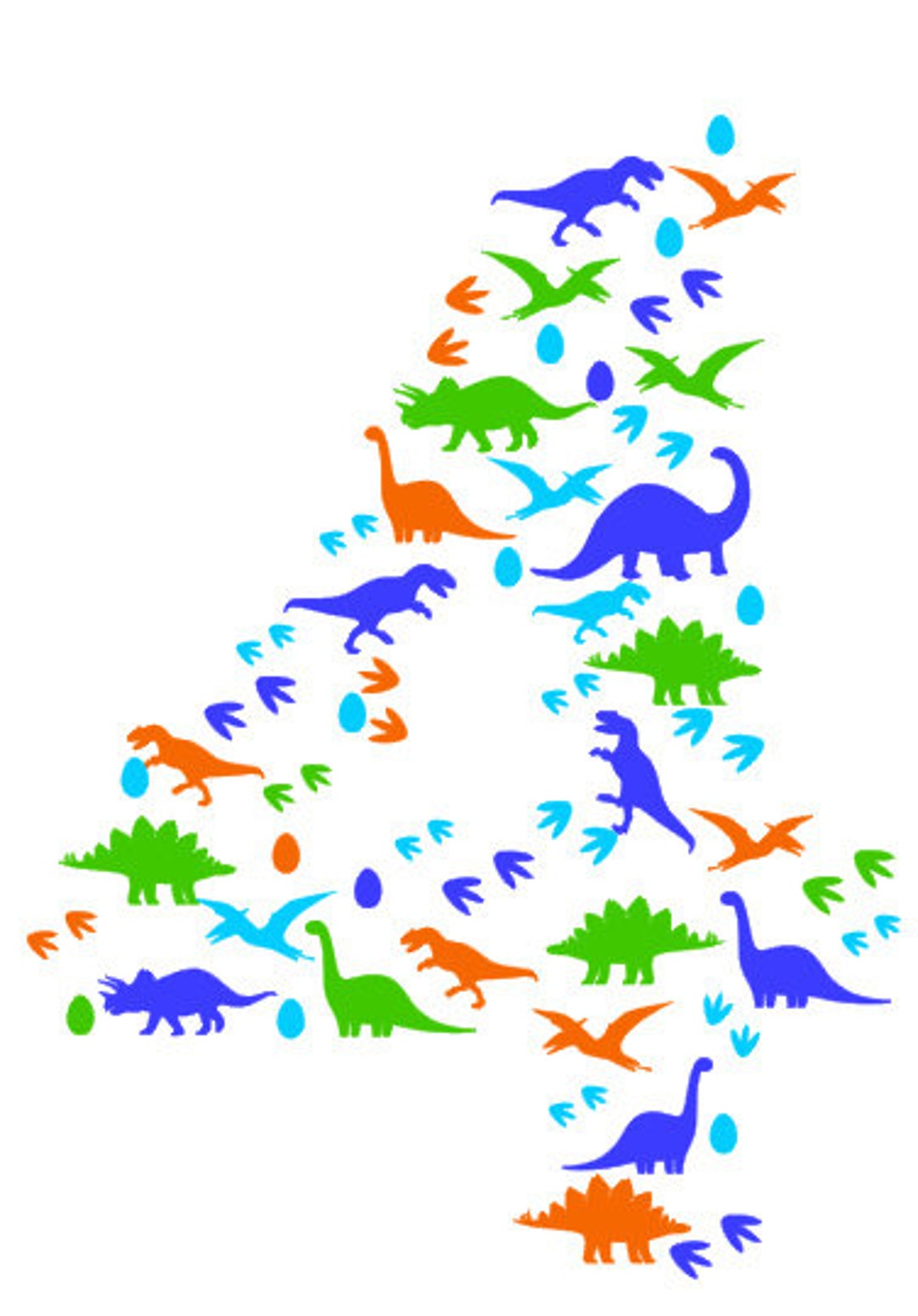 Plotterdatei Geburtstag 4 Dino mehrfarbig, SVG,PDF - Etsy.de